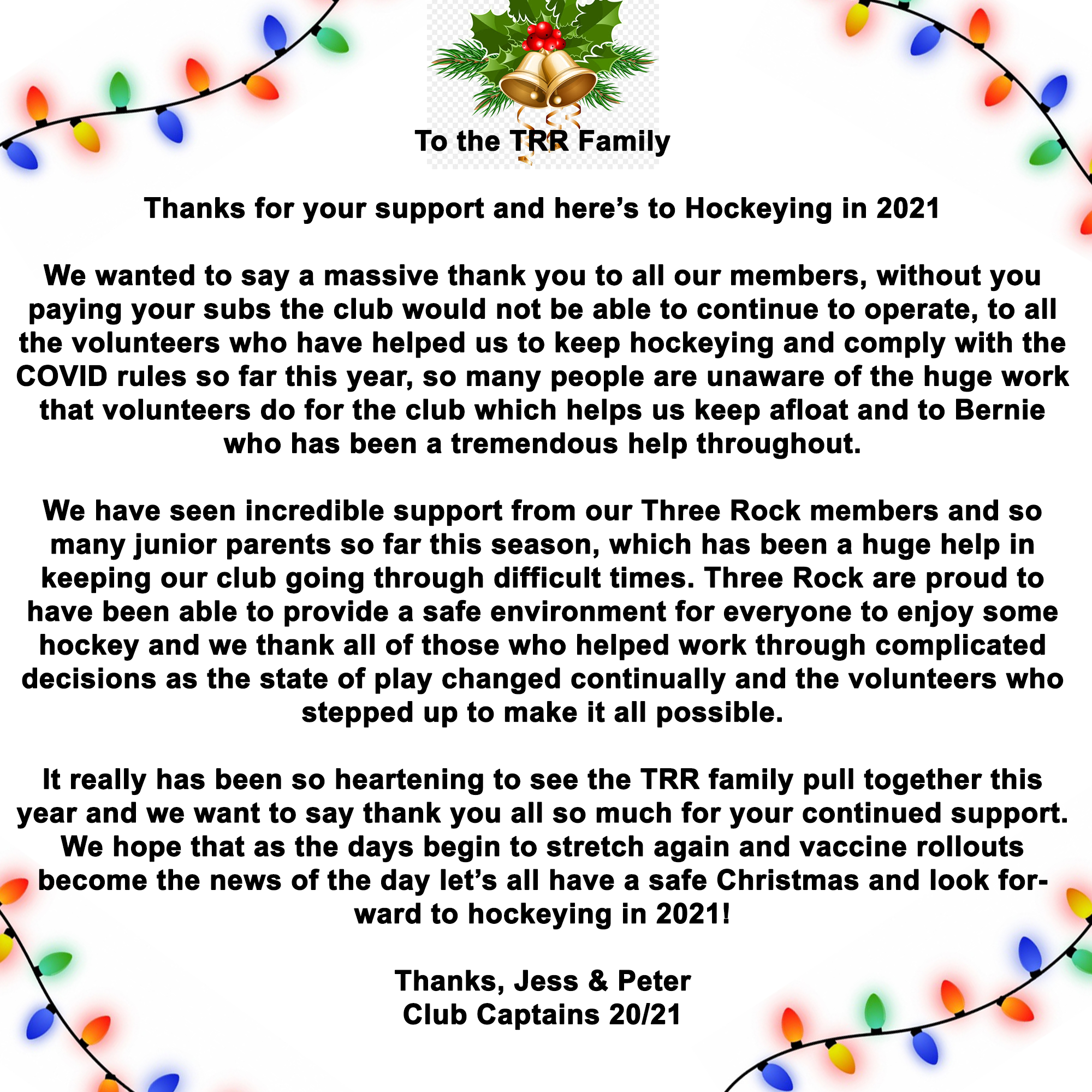 A festive message from TRR’s Ladies and Men’s Club Captains as we look ...